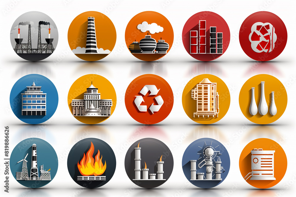 A collection of icons that represent different industries and concepts ...