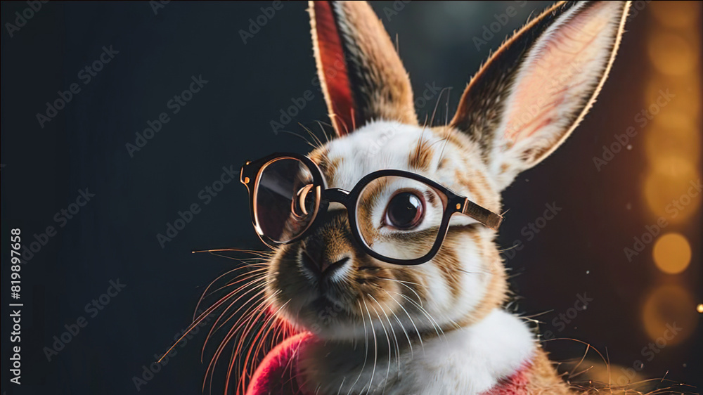 A hare with glasses. Close-up. Horizontal wallpaper for desktop on your ...