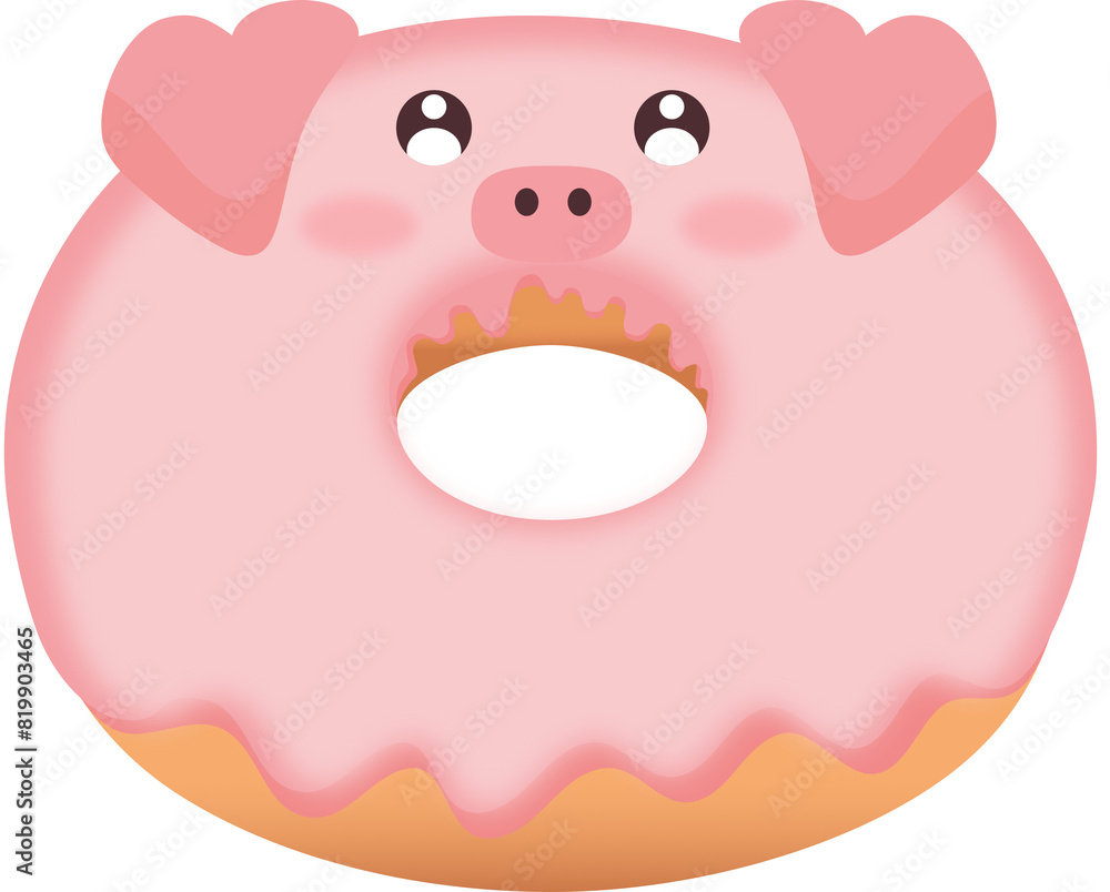 cartoon illustration of a Pig, Donuts, pig donuts, cartoon donuts, pig ...