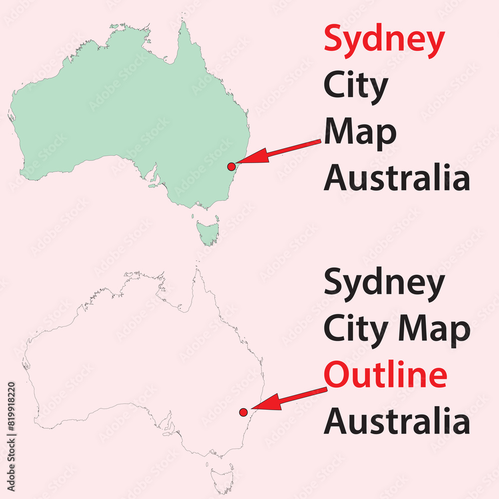 sydney, city map, vector, australia, outline, political, road, tourist ...
