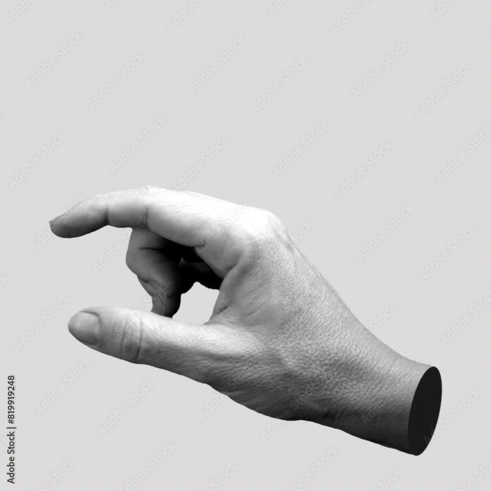 Hand gesture stop motion paper cut halftone animated on transparent ...