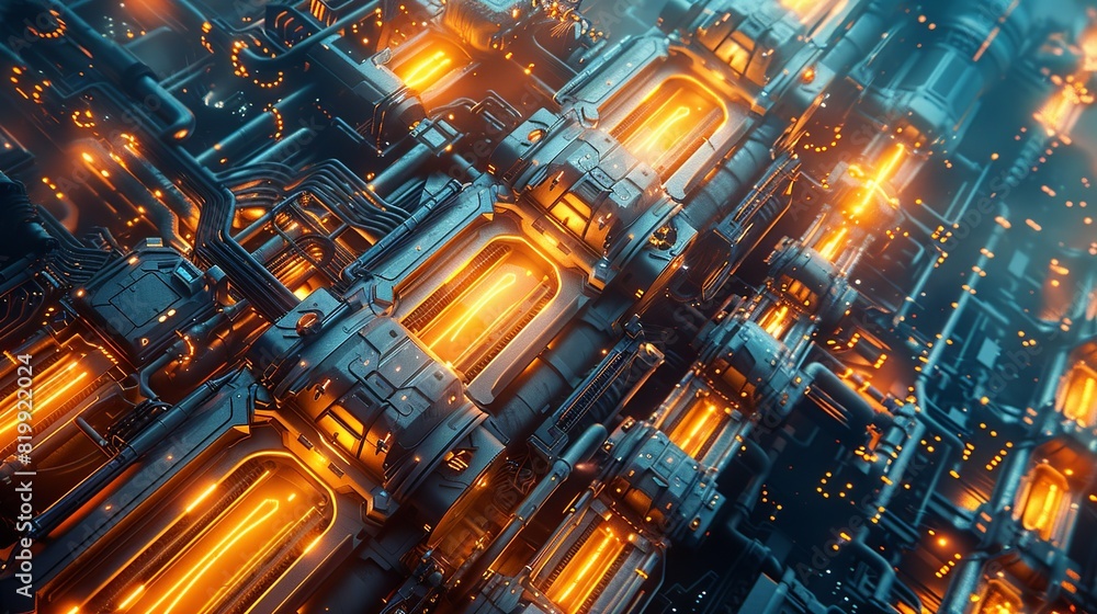 Sci-fi technology background image, High-tech building with exposed ...