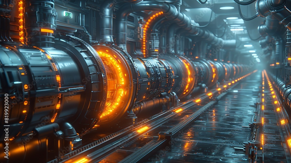 Sci-fi technology background image, Sci-fi facility with a network of ...