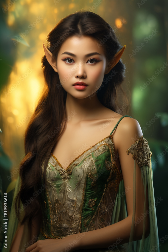 Asian elf. most pretty elf maiden in the woods. Princess elven woman ...