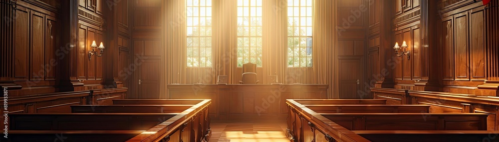 Present a moment of victory in a courtroom, copy space, legal trial ...