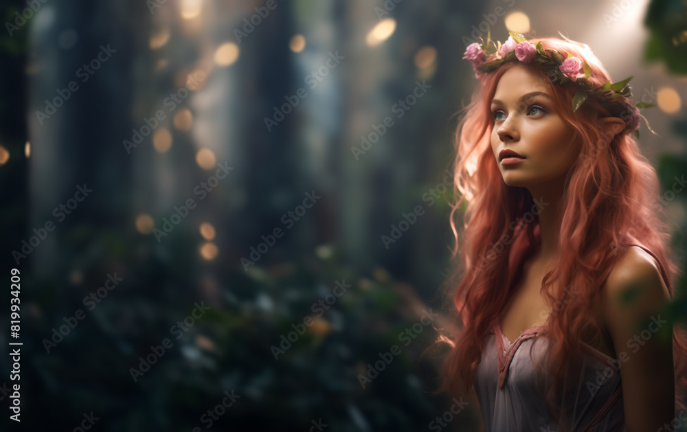 Red haired elf. most pretty elf maiden in the woods. Princess elven ...