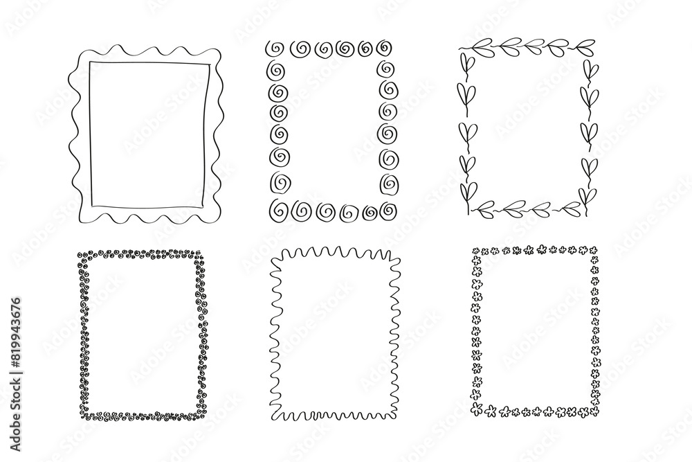 Frames ink sketch. Vector illustration on isolated background. Set with ...