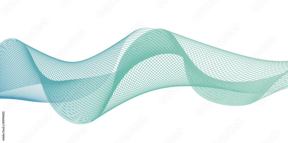 Abstract wavy lines flowing curve gradient color on transparent ...