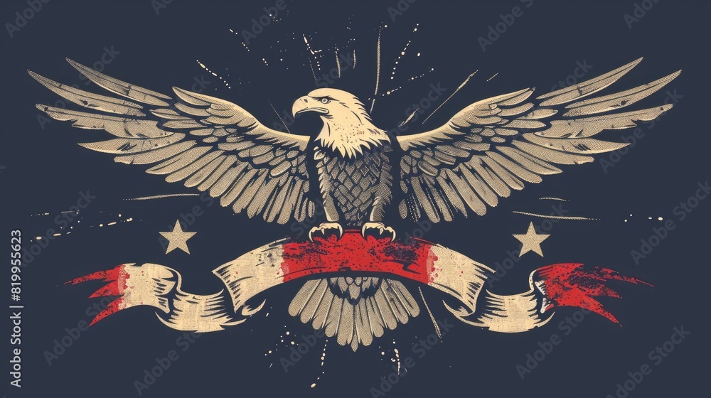 Bald eagle symbol american eagle seljuk logo on dark blue background ...