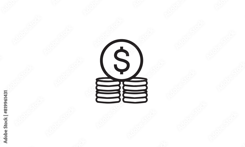 Debt line icon black, outline vector sign, linear style pictogram ...