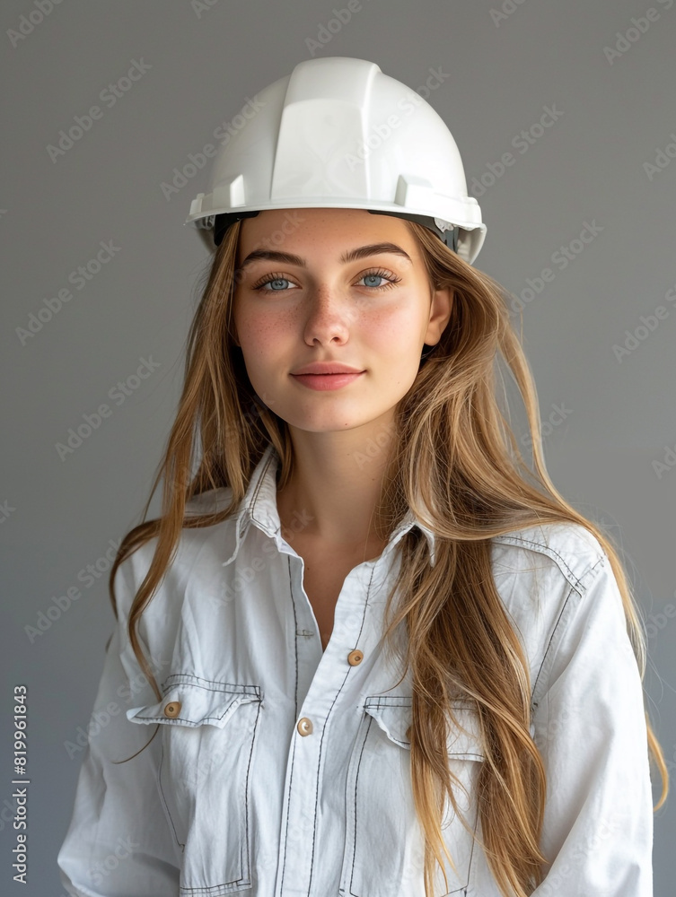 Confident Female Architect Wearing Hard Hat in Professional Attire ...