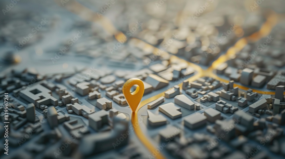 Location pin icon on earth city urban map indicating the location and ...