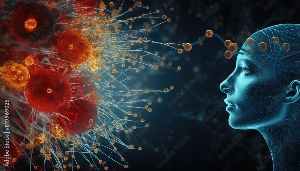 An illustration of a person with their head turned to the side. They ...