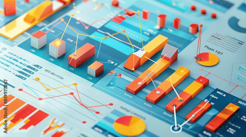 Colorful Infographic With Various Charts Graphs And Data
