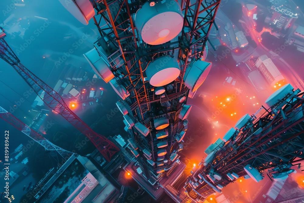 5G towers top view showcasing network infrastructure expansion advanced ... 5G towers top view showcasing network infrastructure expansion advanced ...