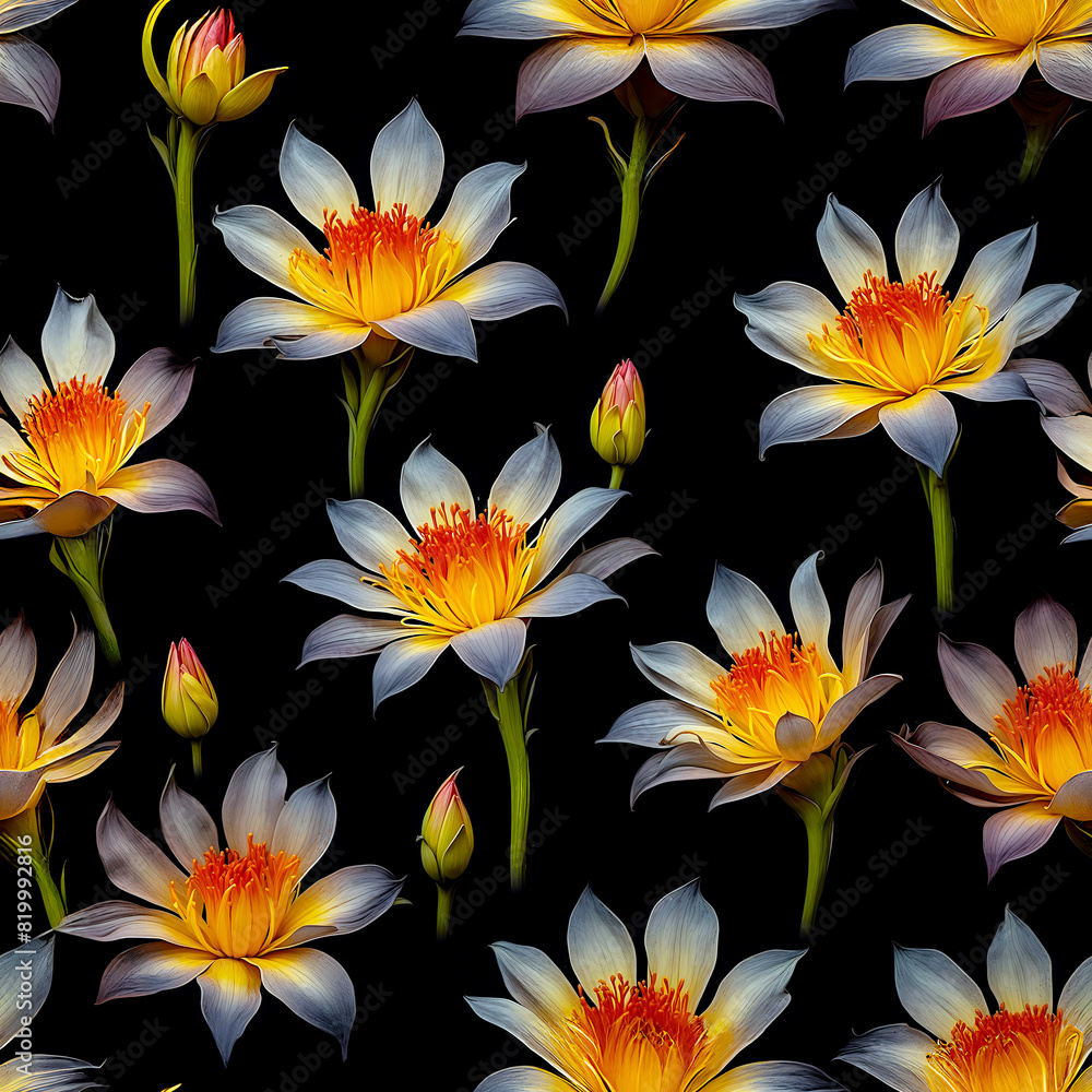 Seamless glowing flowers pattern, realistic style, spring wallpaper ...