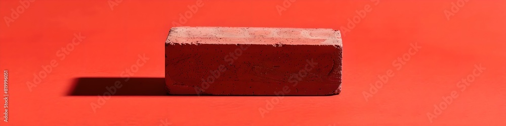 Single red brick on uniform background construction fundamentals Stock ...