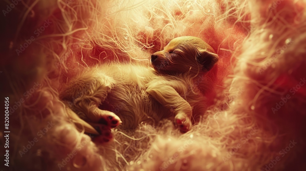 Little animal baby inside mother womb. Small embryo in uterus. Cute ...