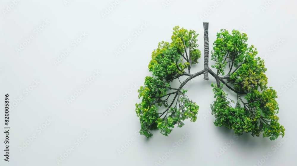 World lung day or lung healthy concept with lungs as green tree, white ...