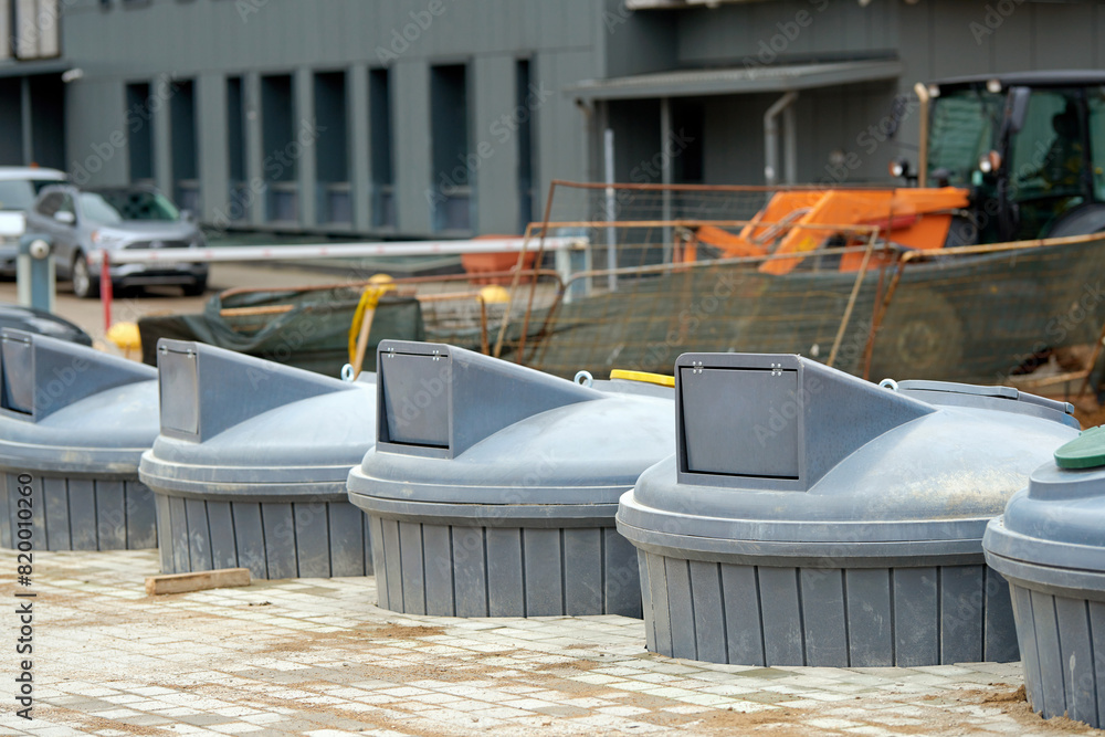 Underground recycling bins for separate waste, urban planning with ...