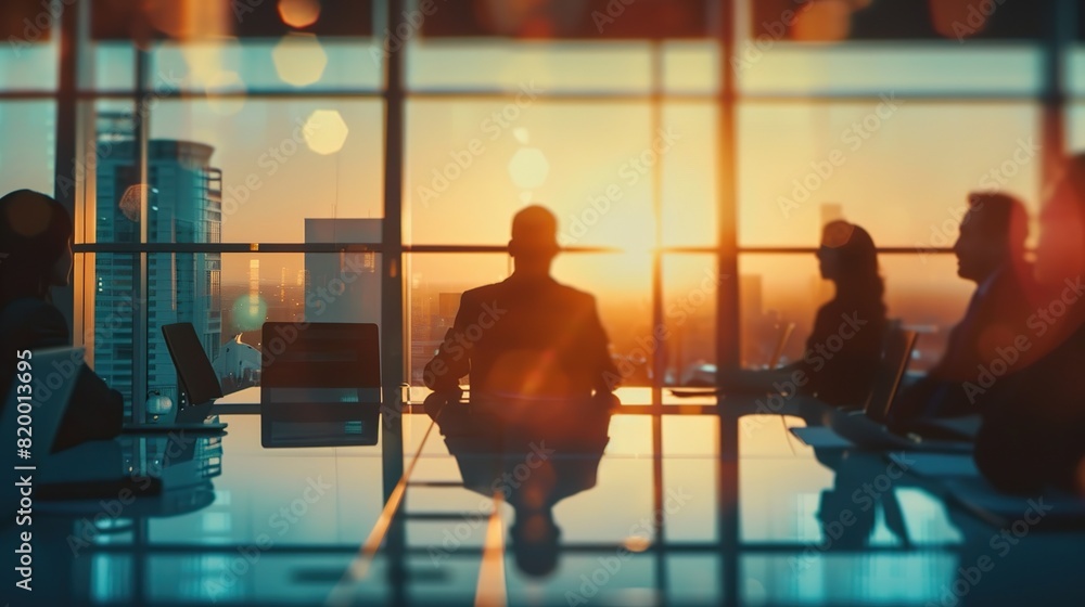 Two men in suits in an office conference room. One man is standing ...