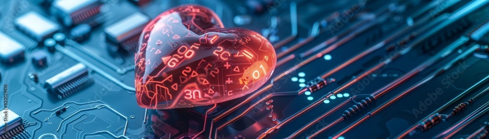 Illustration of a heartshaped robot prototype connected to an ...