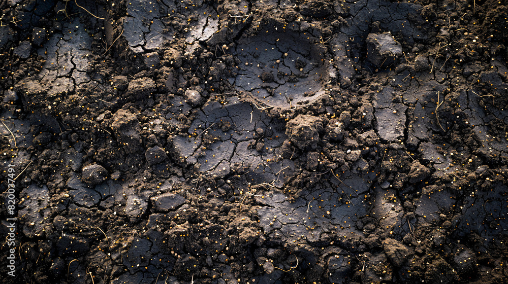 High-resolution photograph capturing the detailed surface of loamy soil ...