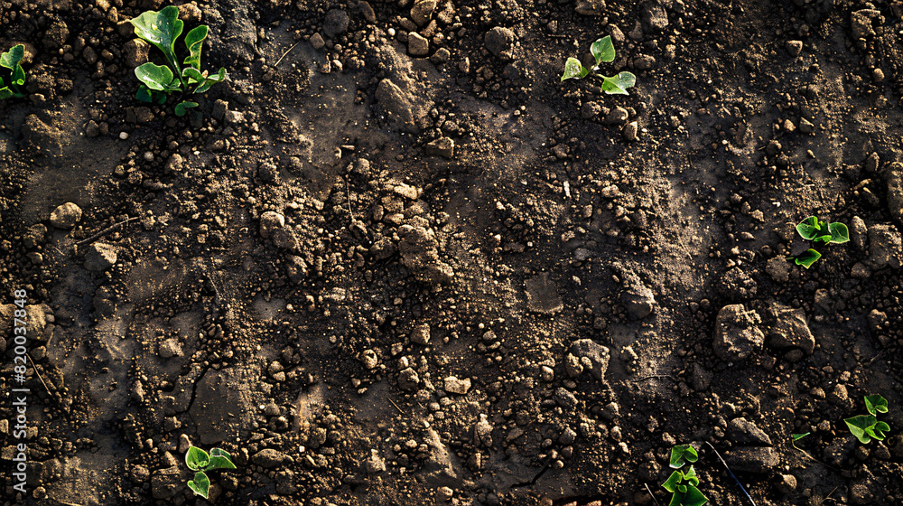 High-resolution photograph capturing the detailed surface of loamy soil ...