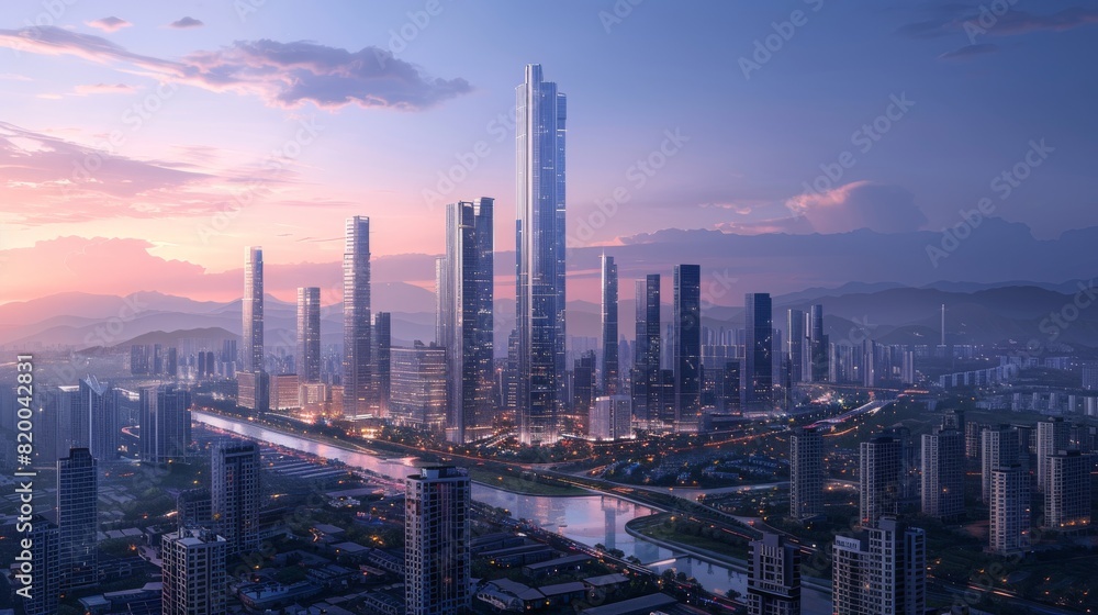 ภาพประกอบสต็อก The Glorious Beauty of Future City - The Technological ...