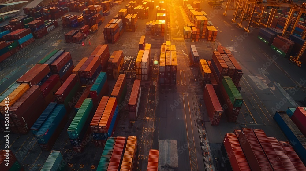 colorful shipping containers stacked at industrial port during vibrant ...