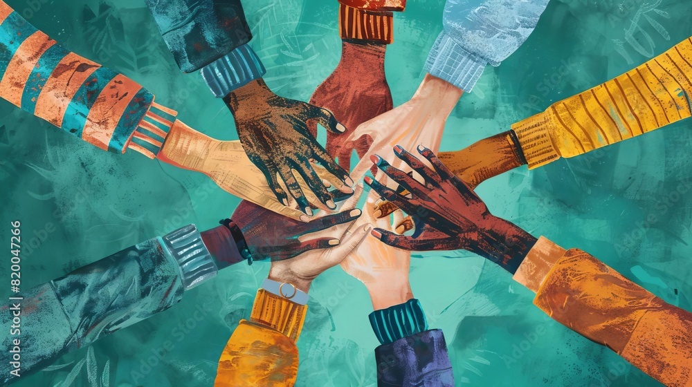 diverse business team joining hands unity and collaboration concept ...