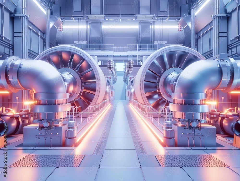 Foto de a power plant with turbines and heat exchangers, energy theme ...