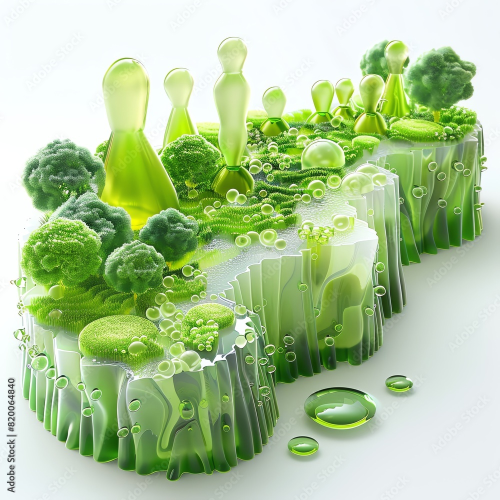 ภาพประกอบสต็อก Detailed 3D diagram of photosynthesis, showing ...