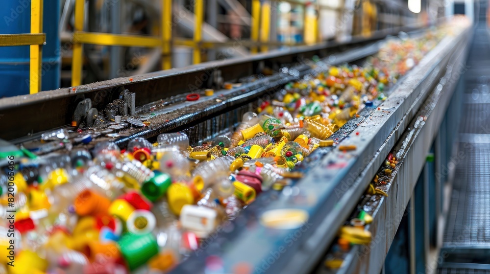 Image of a recycling plant processing various types of waste ...