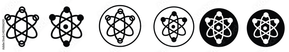 atom icon set. molecule nucleus science vector symbol. physics nuclear ...