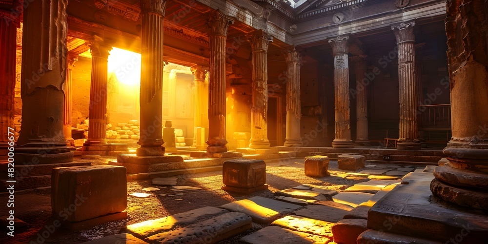 Interior of an ancient Roman temple during the time of Jesus in the ...