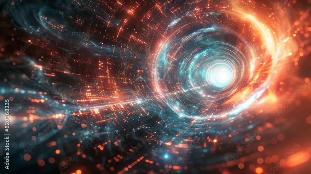 A mesmerizing wallpaper depicting a portal into virtual reality, with ... A mesmerizing wallpaper depicting a portal into virtual reality, with ...