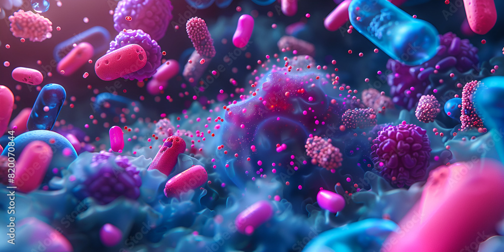 "Microscopic View of Bacteria and Antibiotics Interaction" | "Colorful Bacterial Cells and ...