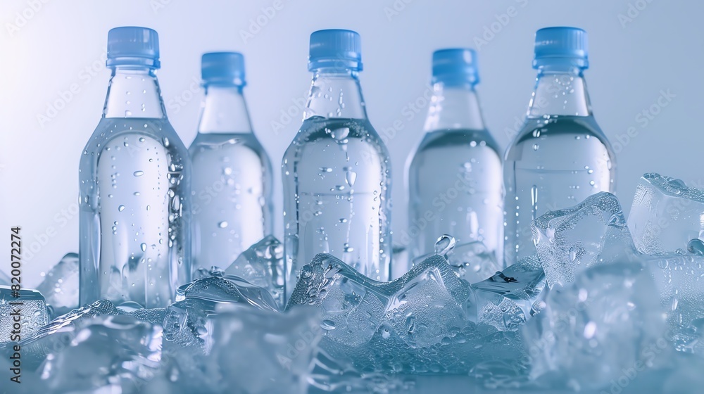 Refreshingly cold bottled water with ice. Perfect for hydration and ...