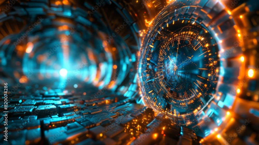 Digital world globe with time-space distortion effects, Temporal ...