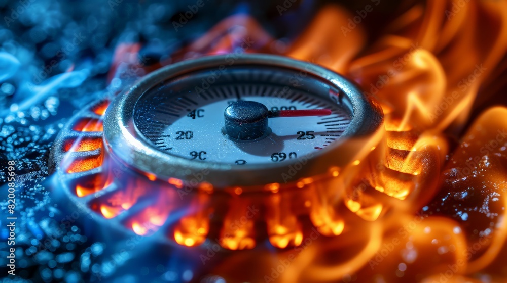 Aesthetic image thermostat among flowing electric currents, Close-up ...