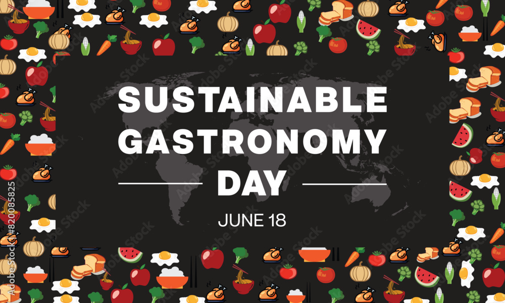 Sustainable Gastronomy Day design with various type of food as a frame ...