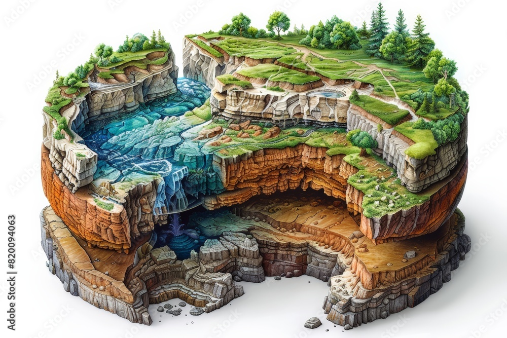 Detailed cross-sectional illustration of the earth, highlighting ...