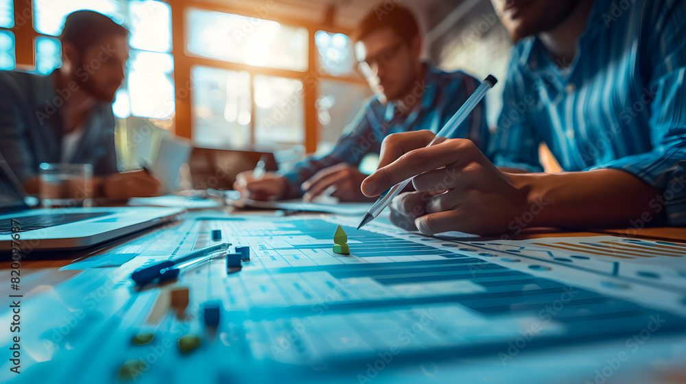 High Performance Project Team Reviewing Gantt Chart for Effective Time ...