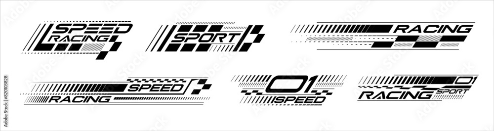 Racing stripes geometric lines design racing car hood sticker, dynamic ...