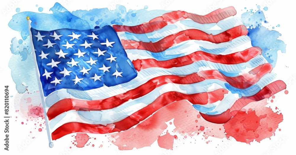 Watercolor American Flag Clip Art: Celebrating American Culture and ...