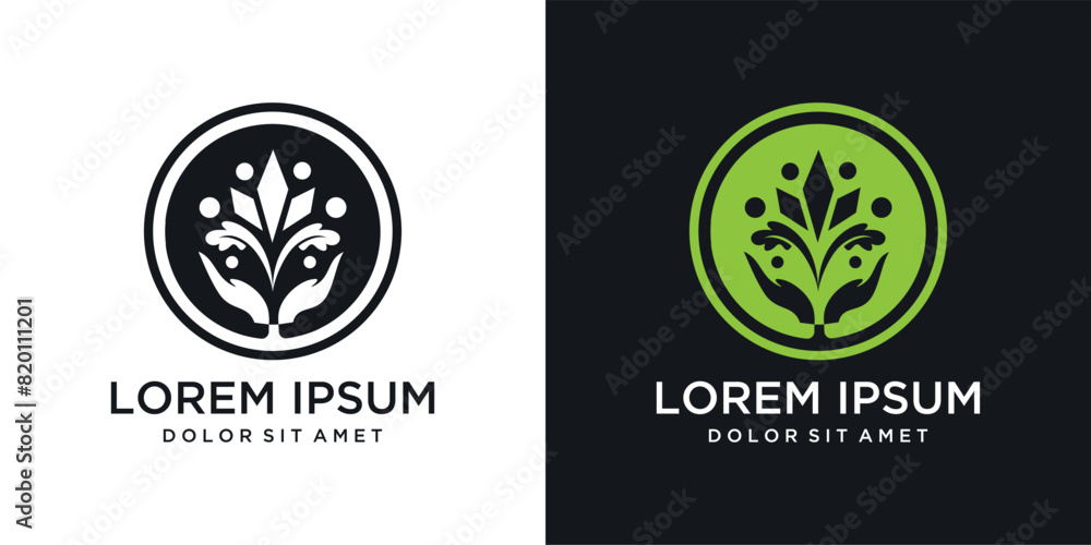 Modern and simple ecological circle Design template with hands and ...