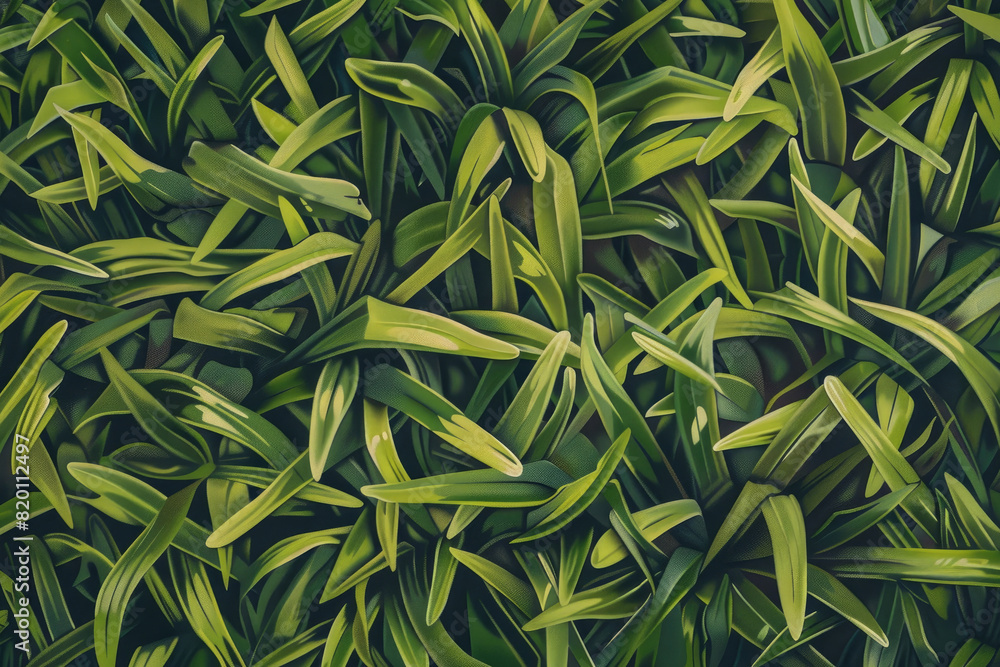 green grass of the land environment in farm and garden field, oilpaint ...