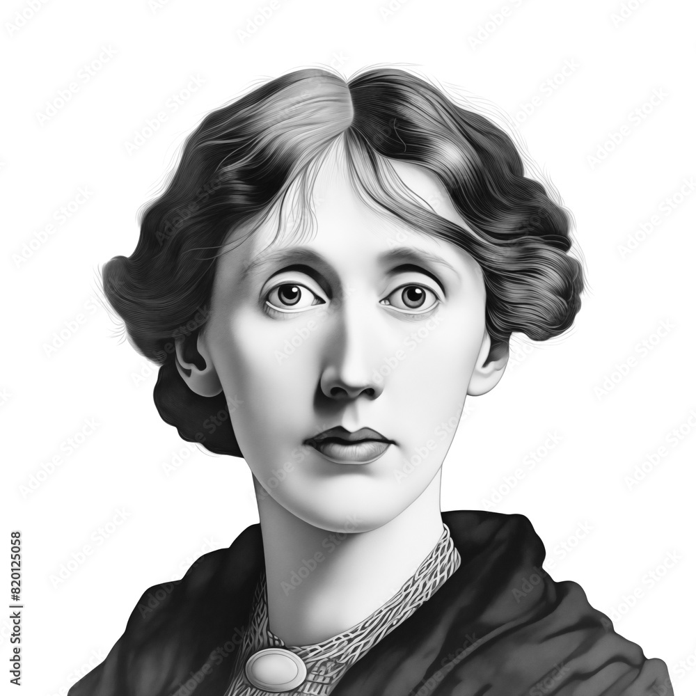 Black and white vintage engraving, close-up headshot portrait of ...