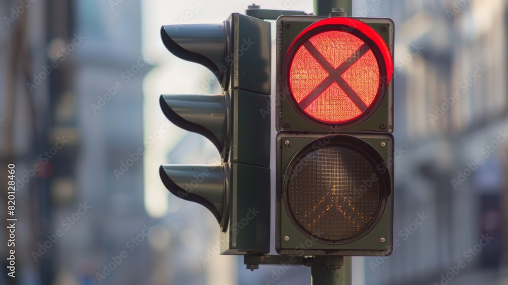 Traffic light with a no turn on red sign, indicating traffic rules and ...